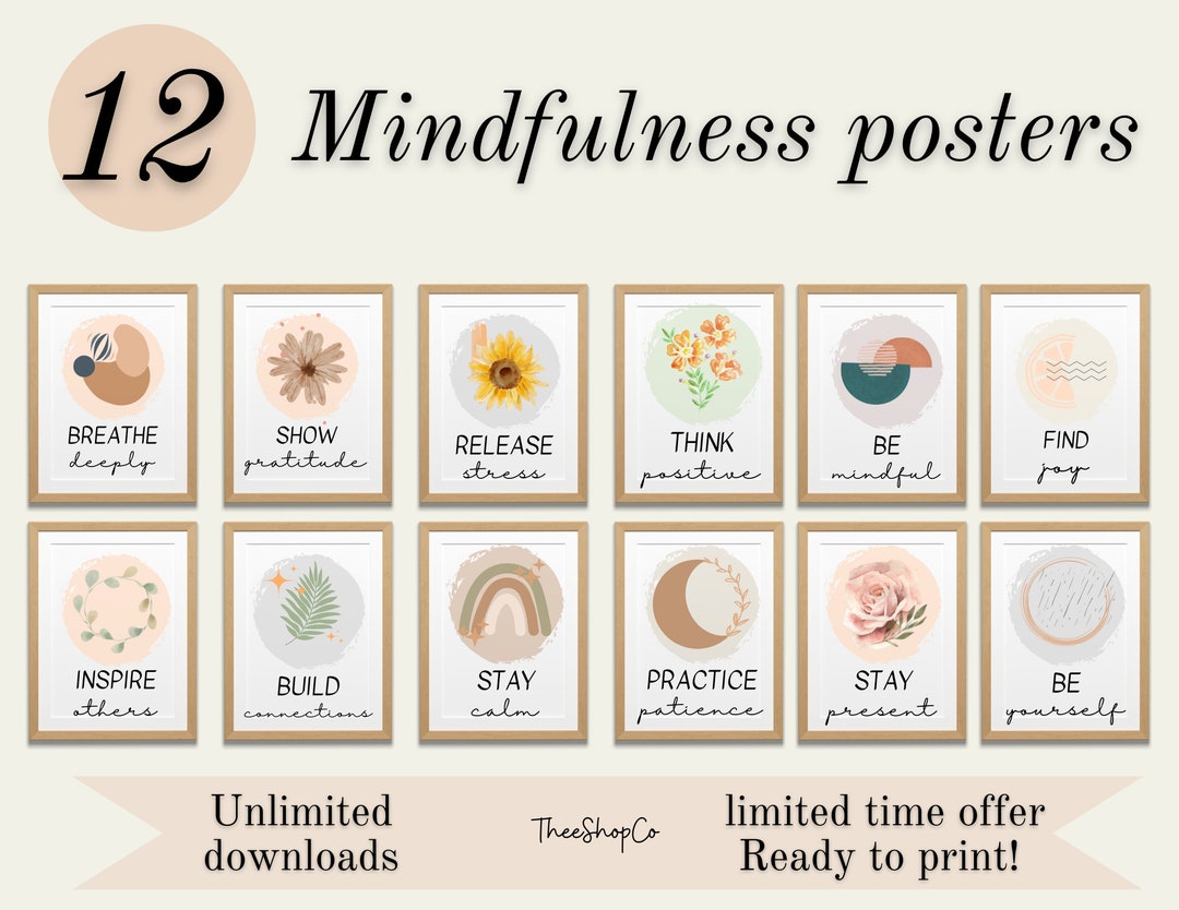 Mindfulness Posters/12 Digital Downloads/calm Space/posters/instant ...