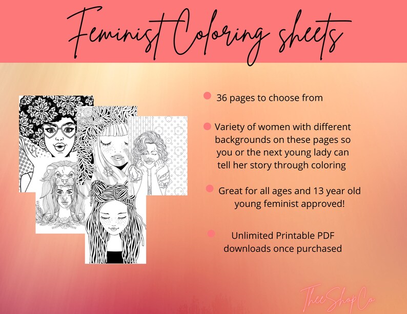 Women Empowerment Coloring Pages/ Feminist/pdf Printable Download/young ...