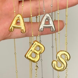 3D Balloon Letter Necklace,puff İnitial Silver Necklace,gold Bubble ...