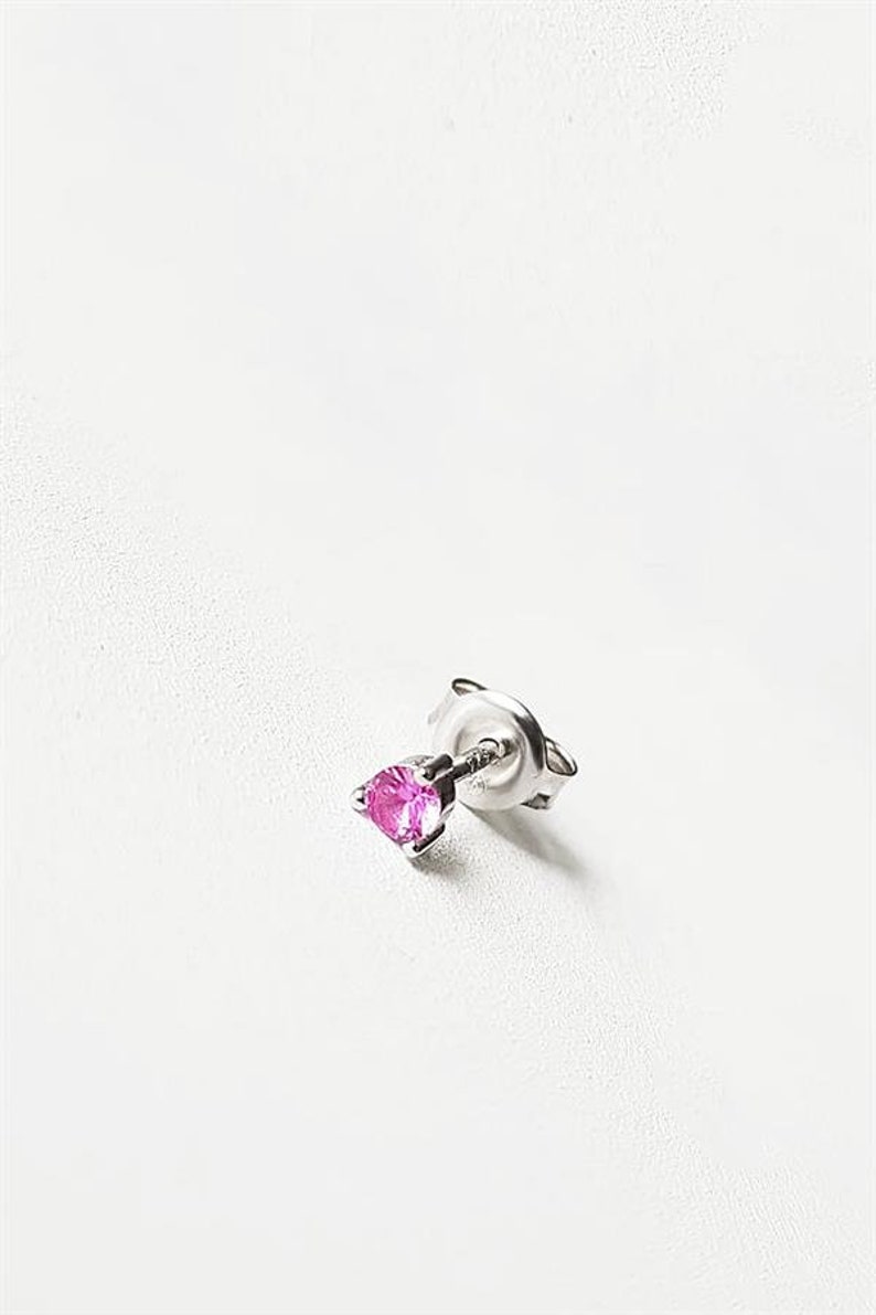 Pink Piercing Set,fuchsia Flower Earrings,pink Stud Silver Piercing ...