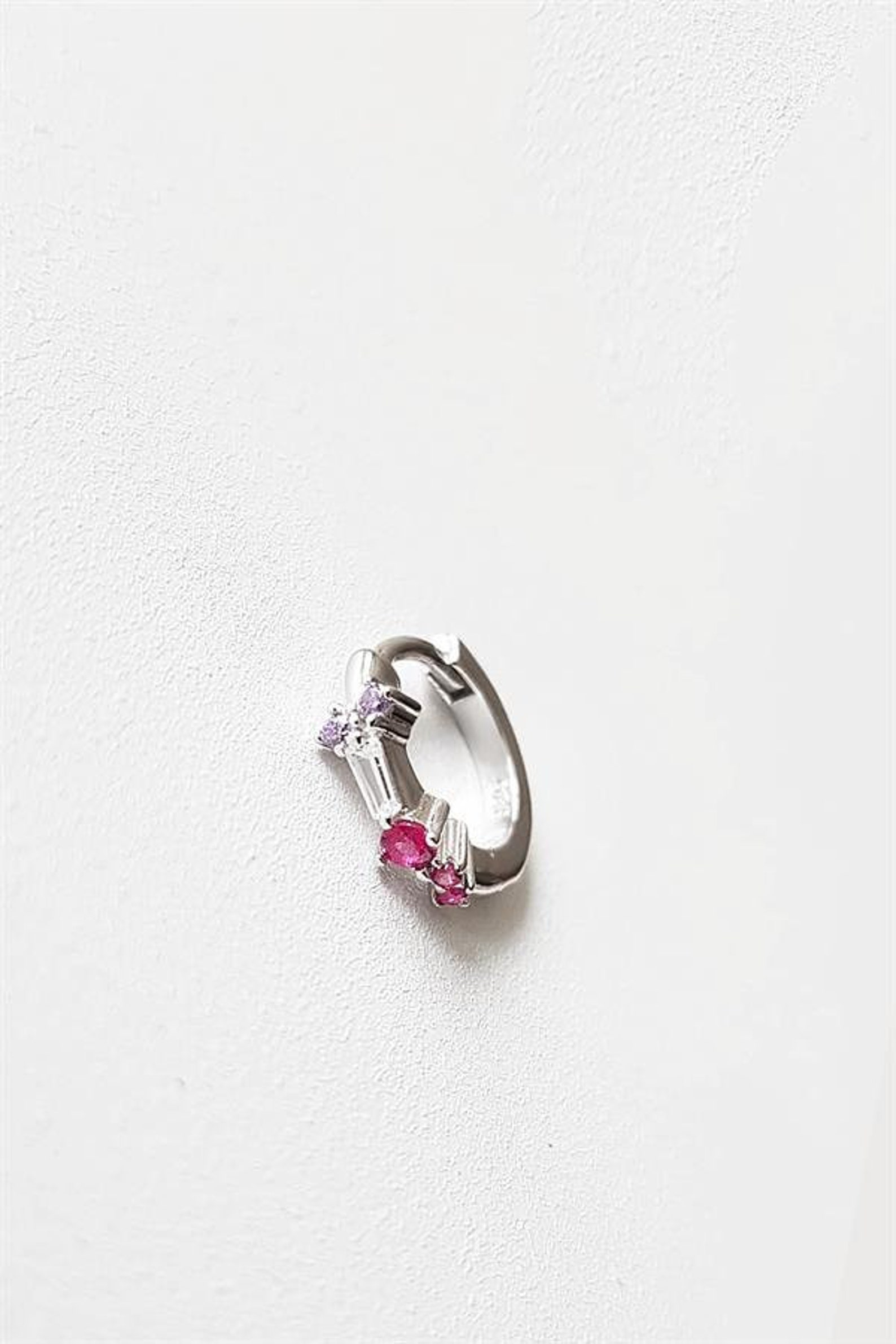 Pink Piercing Set,fuchsia Flower Earrings,pink Stud Silver Piercing,pink Magnolia Earring ...