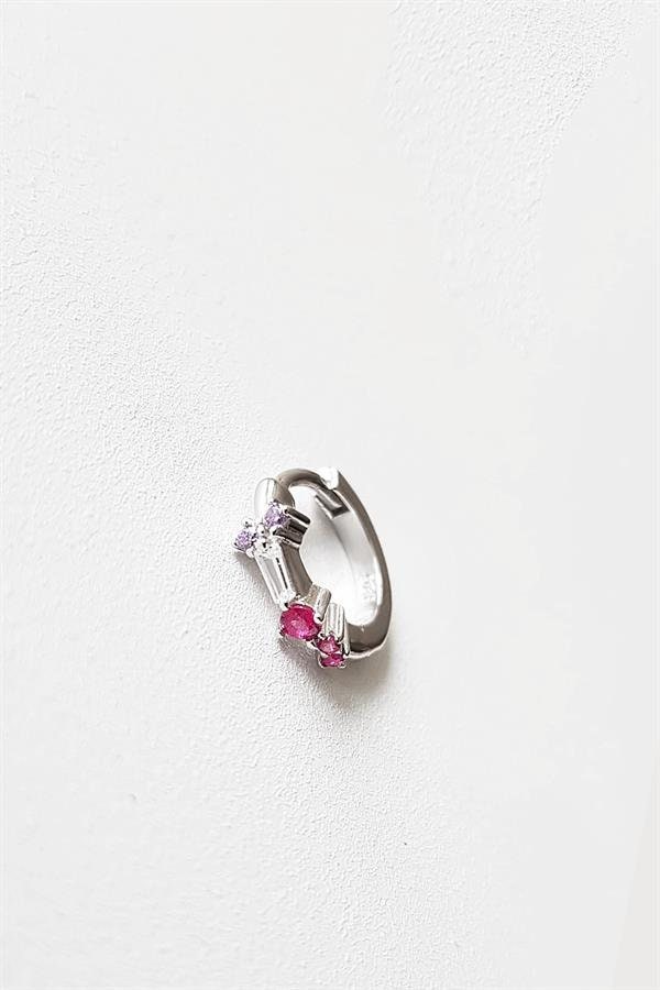 Pink Piercing Set,fuchsia Flower Earrings,pink Stud Silver Piercing ...