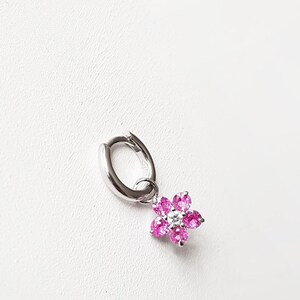 Pink Piercing Set,fuchsia Flower Earrings,pink Stud Silver Piercing ...