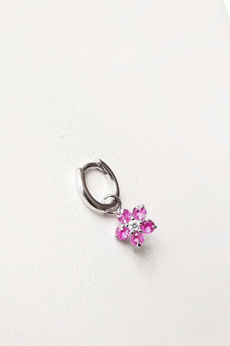 Pink Piercing Set,fuchsia Flower Earrings,pink Stud Silver Piercing ...