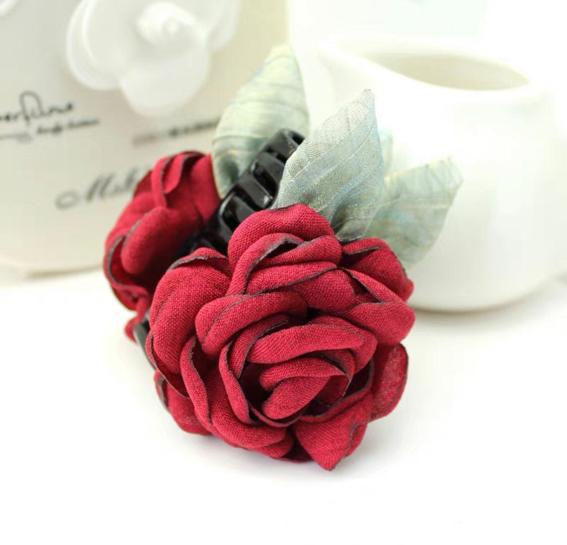 Rose Hair Claw Hair Accessories Flower Clip Ponytail - Etsy UK