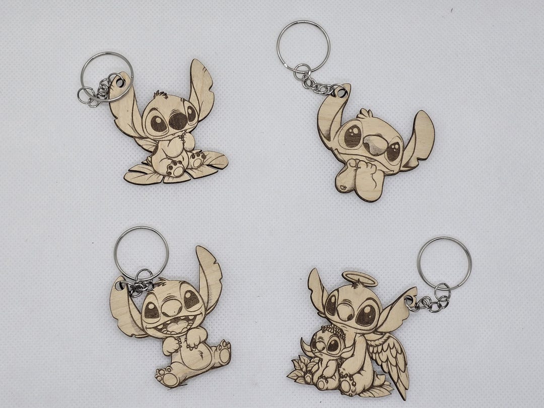 Laser Engraved Wooden Keychain Lilo and Stitch Inspired Theme ...