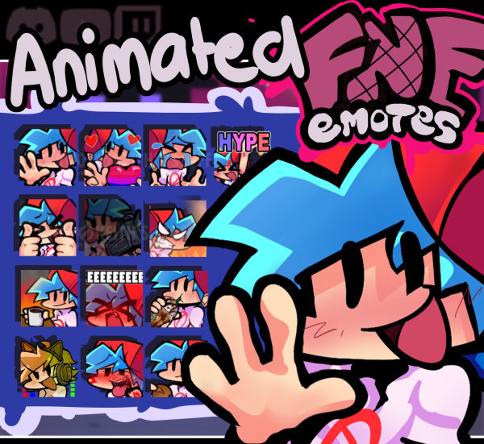 13x ANIMATED FNF, Friday Night Funkin' 'the Boyfriend' Emotes Pre-made ...