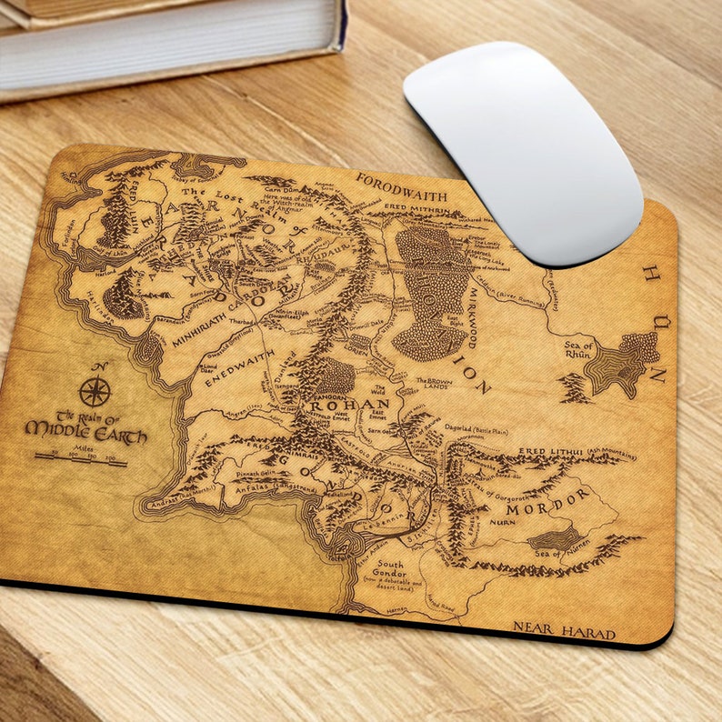 Mid-earth Map Mouse Pad| Mid Earth Map Mousemat for Fan| LOTR Desktop ...