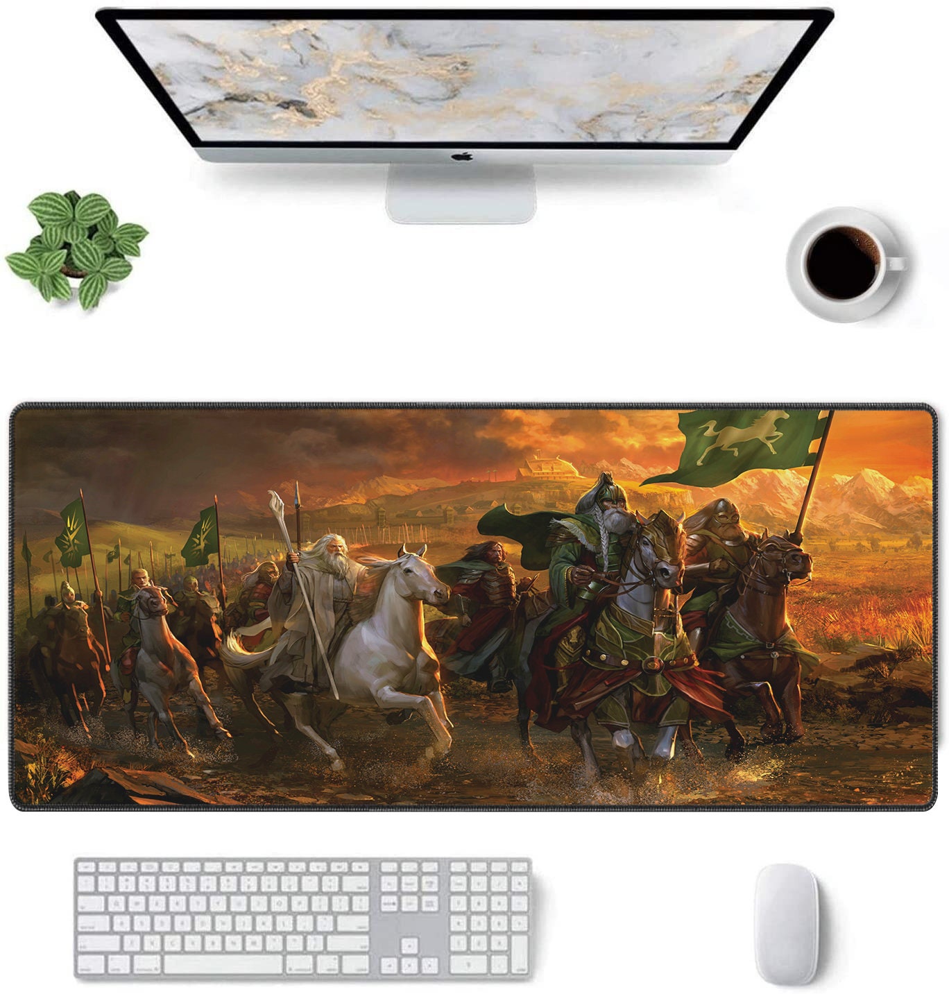 Man of Rohan Mousepad Gandalf and Rohan Horse Art Desktop Mat for Gift ...