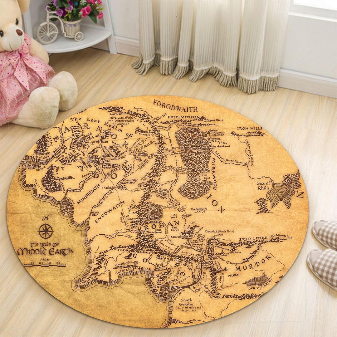 Mid-earth Map Round Rug, the Map of Mid-earth in Trilogy the Lord of ...