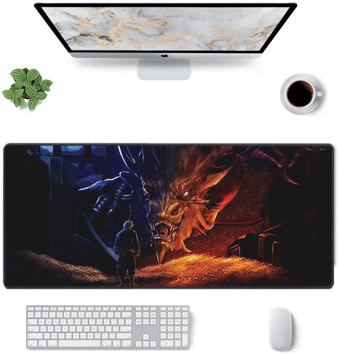 Bilbo Vs Smaug Mousepad| Bilbo and Smaug Mouse Mat| LOTR Desk Top Mat ...