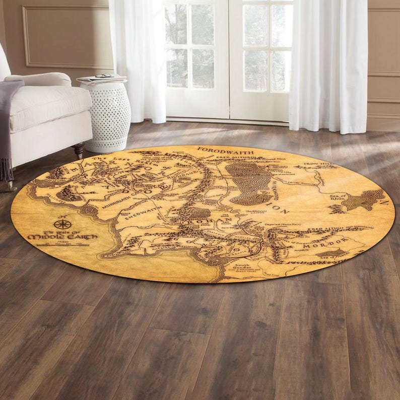 Mid-earth Map Round Rug, the Map of Mid-earth in Trilogy the Lord of ...