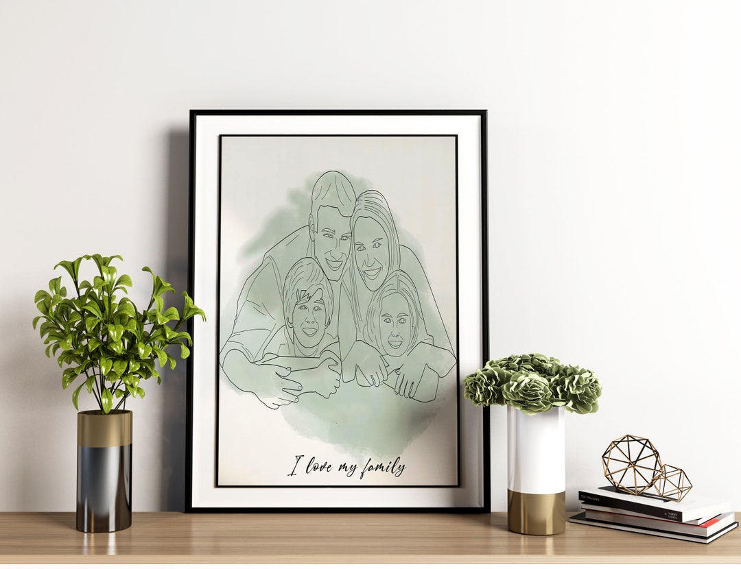 Custom Line Drawing Custom Family Drawing From Photo, Christmas Gift ...