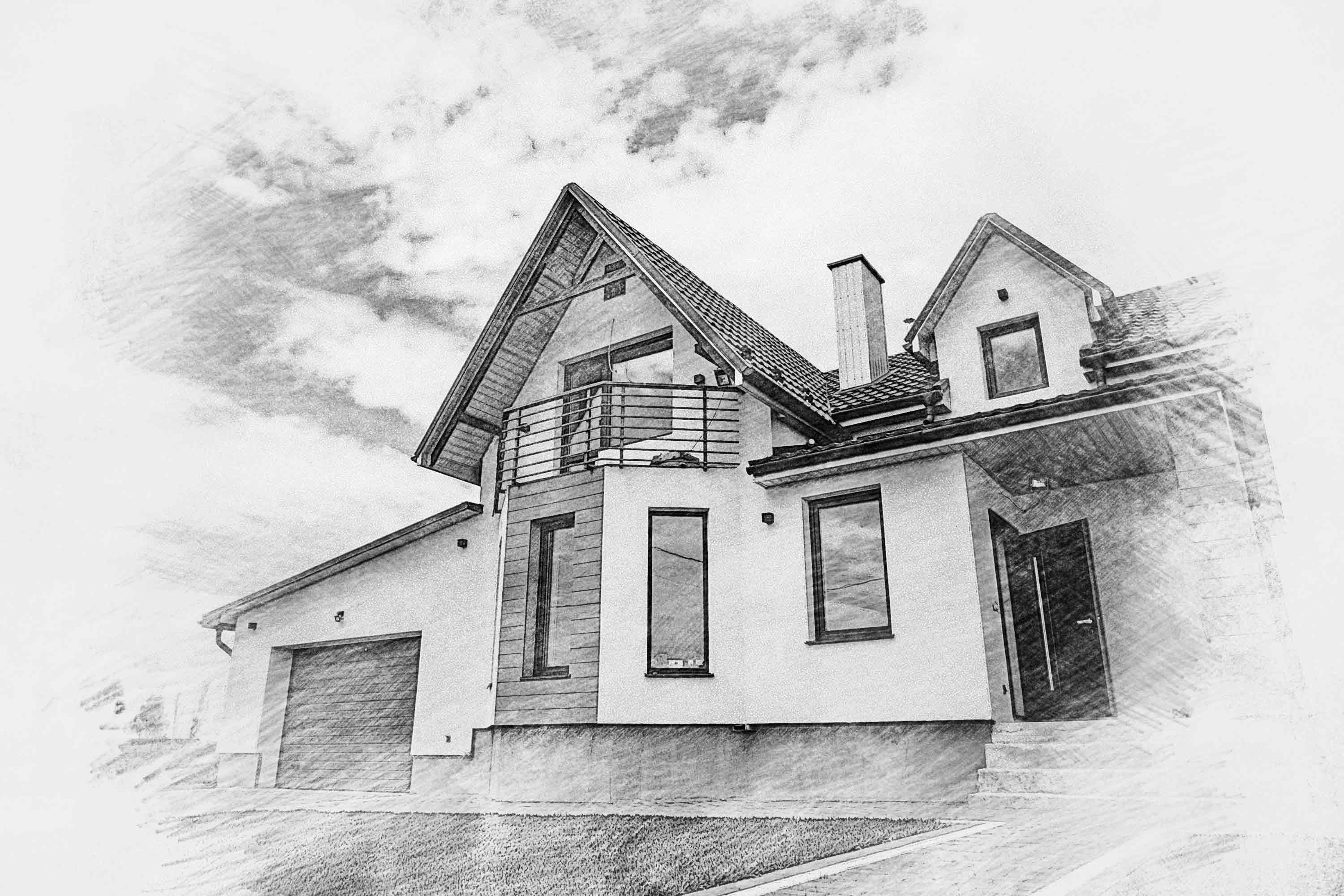 House Drawing From Photograph Custom Pencil House - Etsy