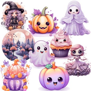 Pastel Halloween Clipart Bundle, Watercolor Halloween Png, Halloween ...
