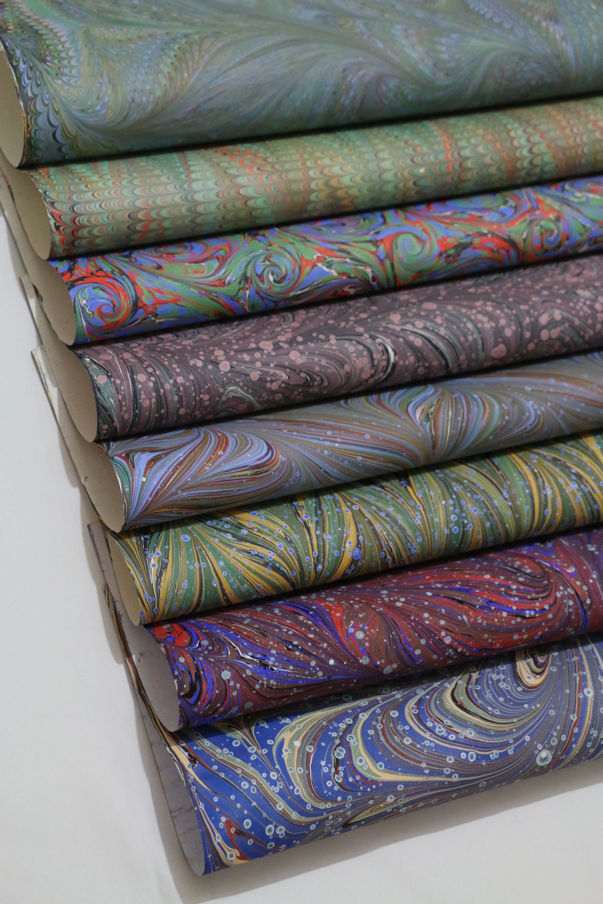 Hand Marbled Paper, Marbling Art Ebru Paper, 3pcs Wave Pattern ...