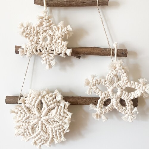 Macrame Snowflake Ornaments PDF Patterns Set of 3 Digital - Etsy