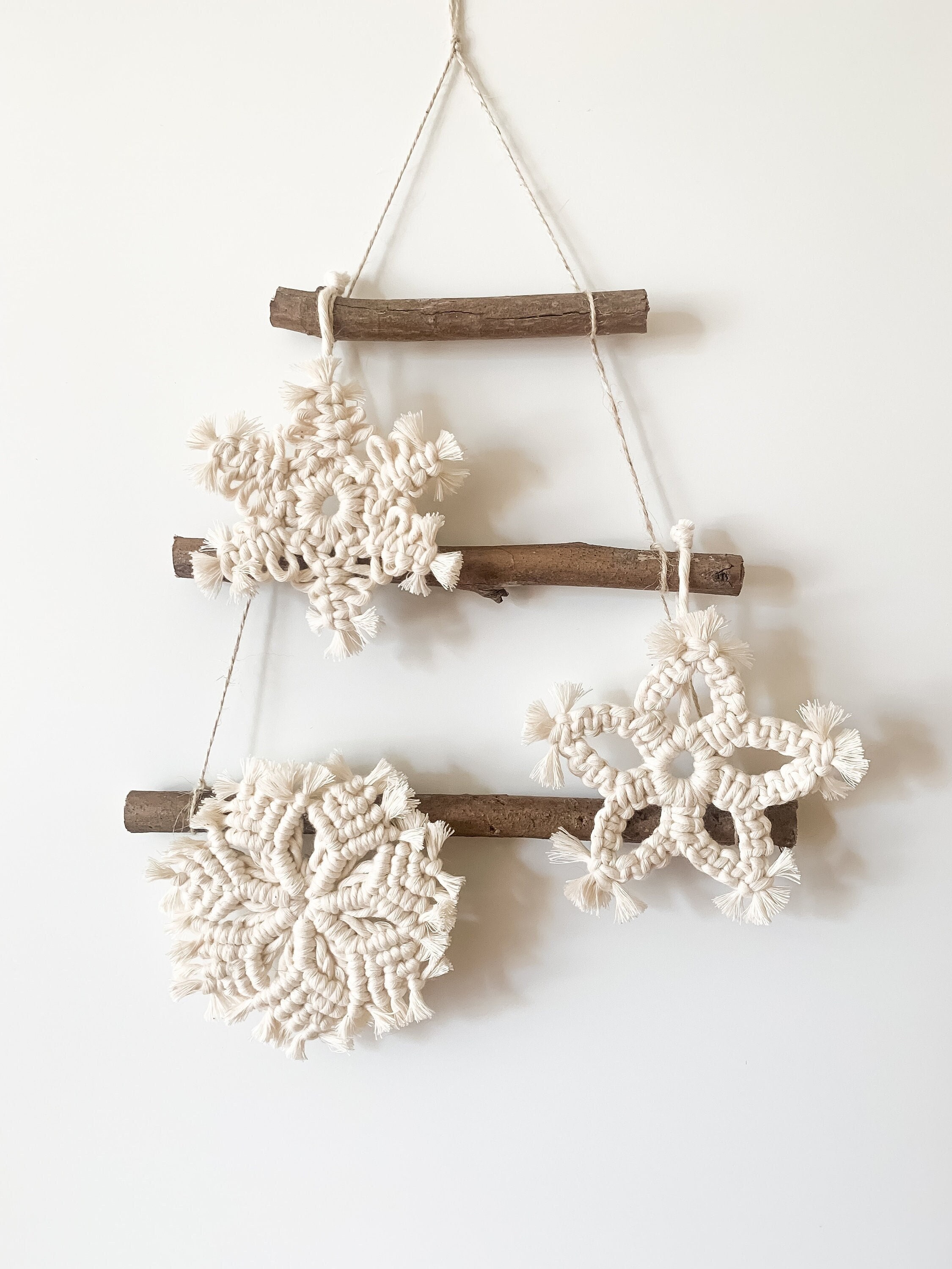 Macrame Snowflake Ornaments PDF Patterns Set of 3 Digital - Etsy