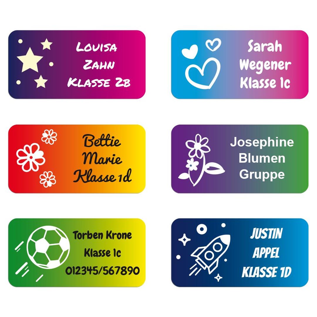Foliado® Kids Name Stickers Children XXL up to 3-line Label 60 X 30 Mm ...