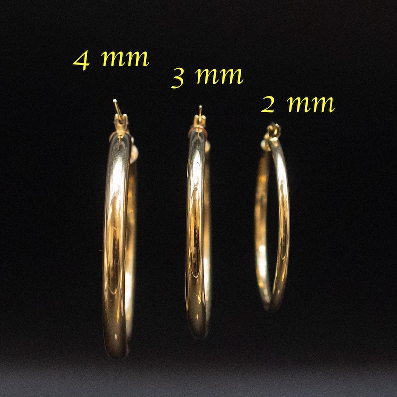 14k Thick Gold Hoops 4mm - Etsy