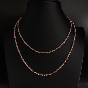 10K Rose Gold Rope Chain, 10k Real Rose Gold 2.6mm - 5.5mm Rope Chain ...