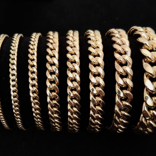 10k Real Gold Miami Cuban Link Chain Necklace and Bracelet - Etsy