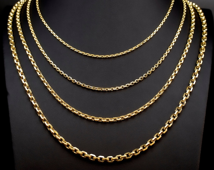 Gold Chunky Rolo Chain Necklace, Thick 24k Gold Plated Rolo Link Chain ...