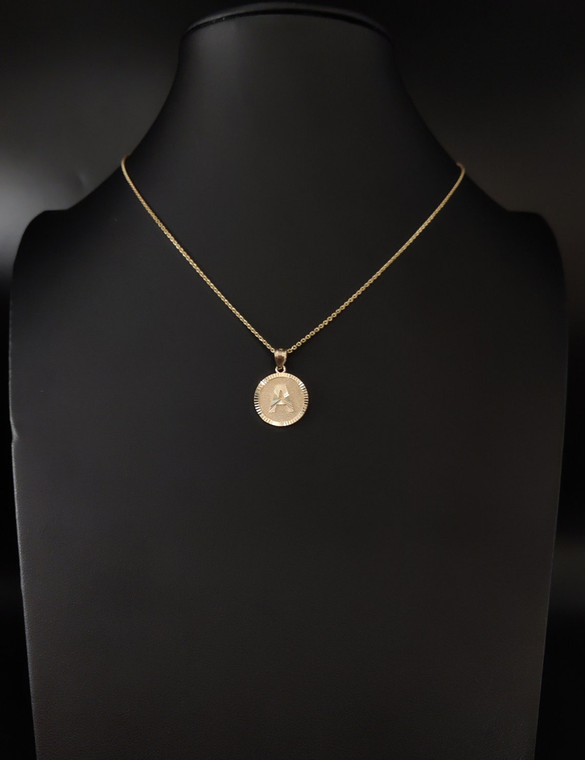 10k Real Solid Gold Initial Necklace With 10k 1.3mm Solid - Etsy