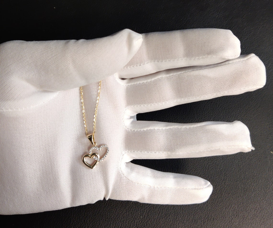 14k Real Gold Heart Necklace,14k Real SOLID Gold Heart Charm, 14k Real ...