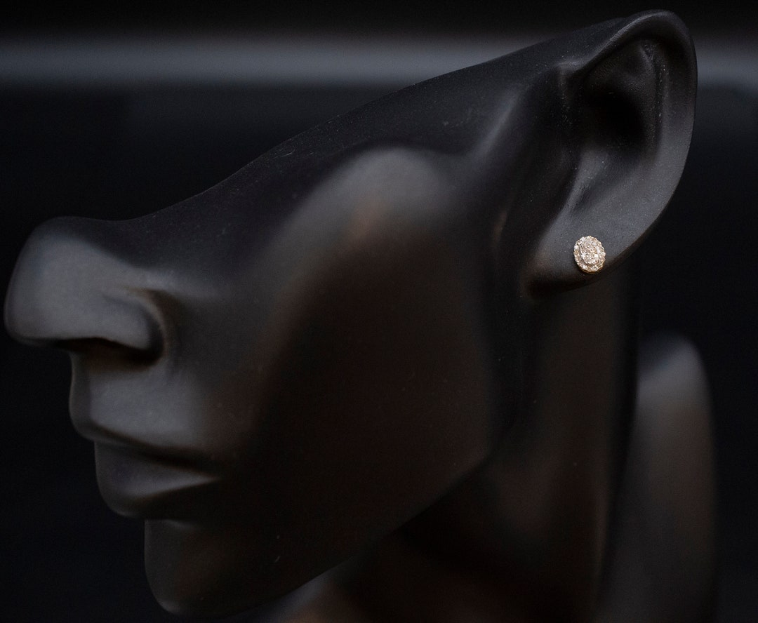 Real Diamond Elliptic Earrings, 14K Gold Diamond Earring , 14K Solid ...