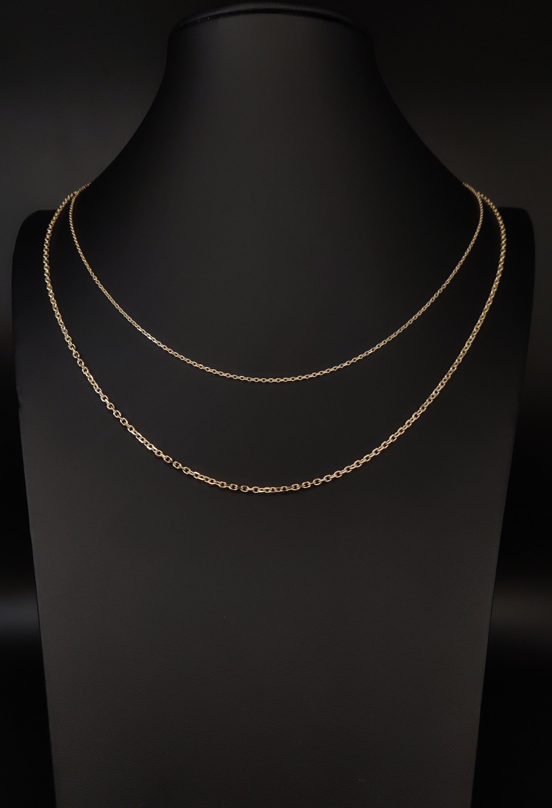 Solid 14K Yellow Gold Diamond Cut Cable Link Chain Necklace, Yellow ...