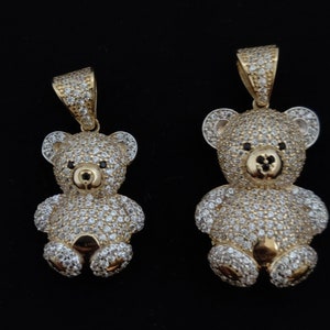 14k Real Gold Pendants Necklace14k Real Gold Teddy Bear and - Etsy
