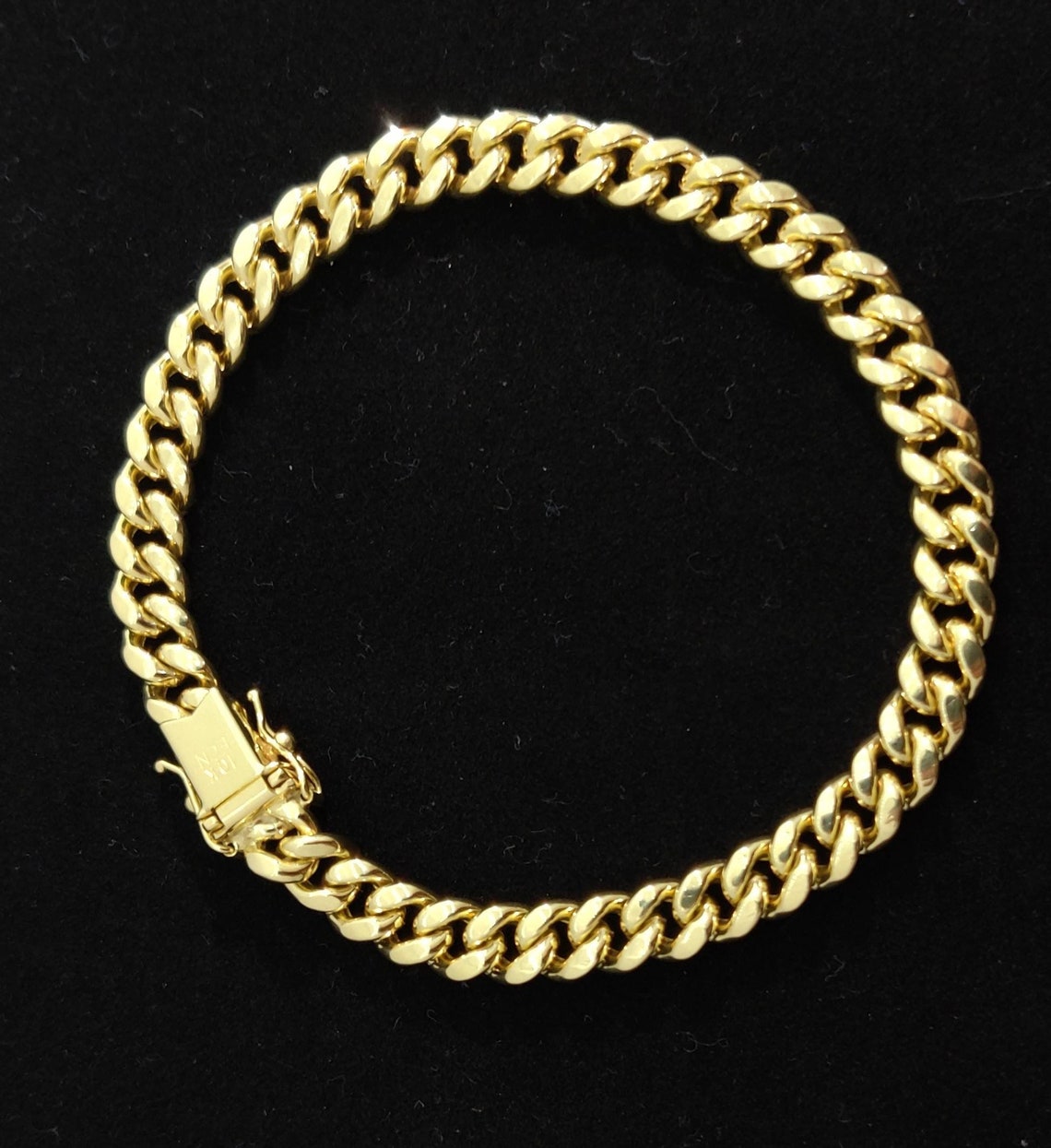 10k Real Gold Miami Cuban Link Chain Necklace and Bracelet 6.7mm Real ...
