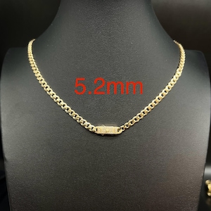 14k Real Gold Miami Cuban Link Chain With Zirconia Box Lock Necklace ...