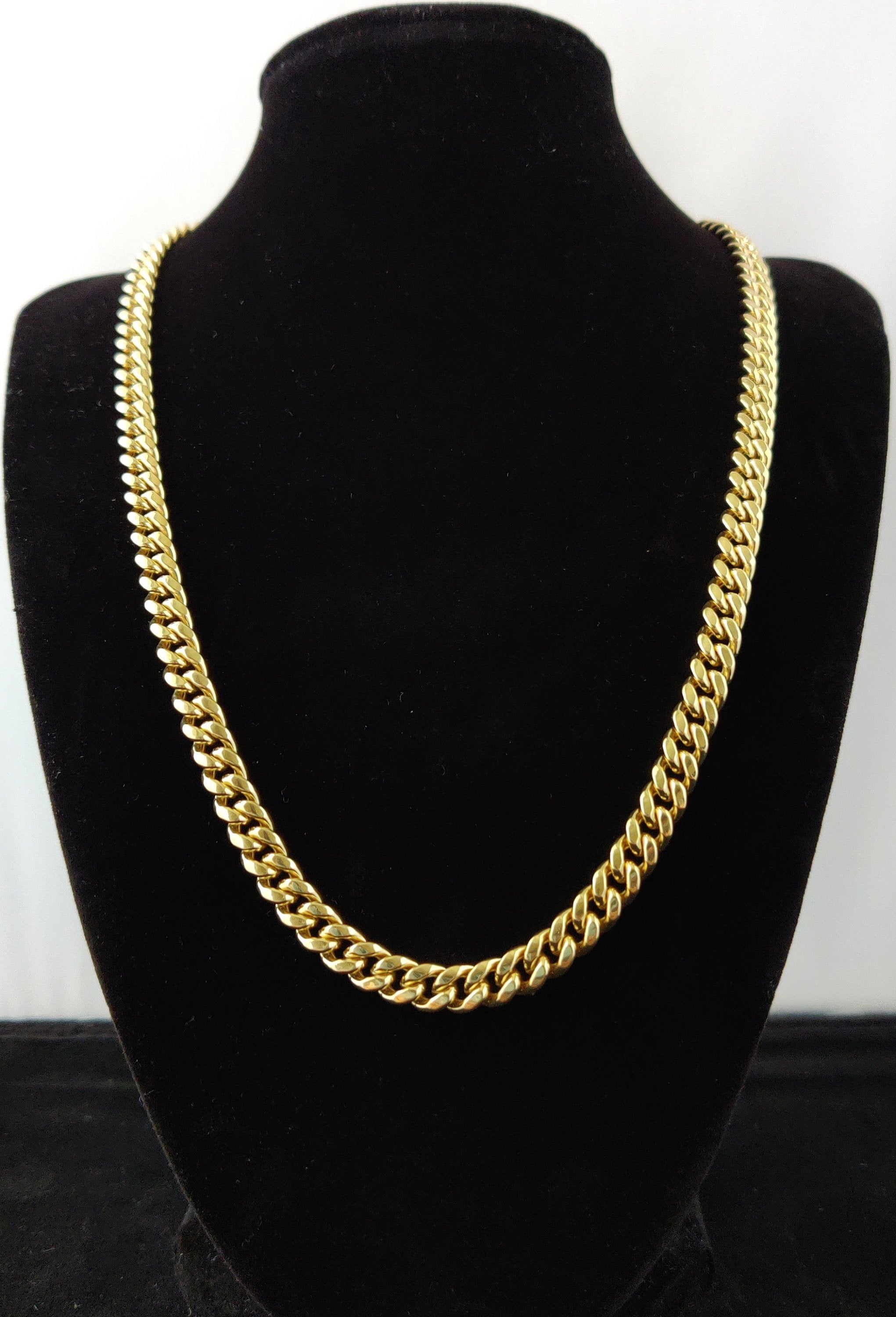 10k Real Gold Miami Cuban Link Chain Necklace 6.7mm 20 Inches | Etsy