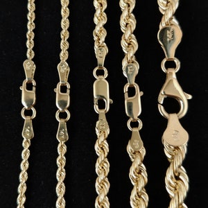 14K Gold Rope Chain Gold Rope Chain Necklace 2mm 2.3mm 2.5mm 3mm 3.5mm ...