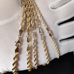10K Real Yellow Gold Rope Chain ,SOLID Gold Rope Chain Necklace 1.7mm ...