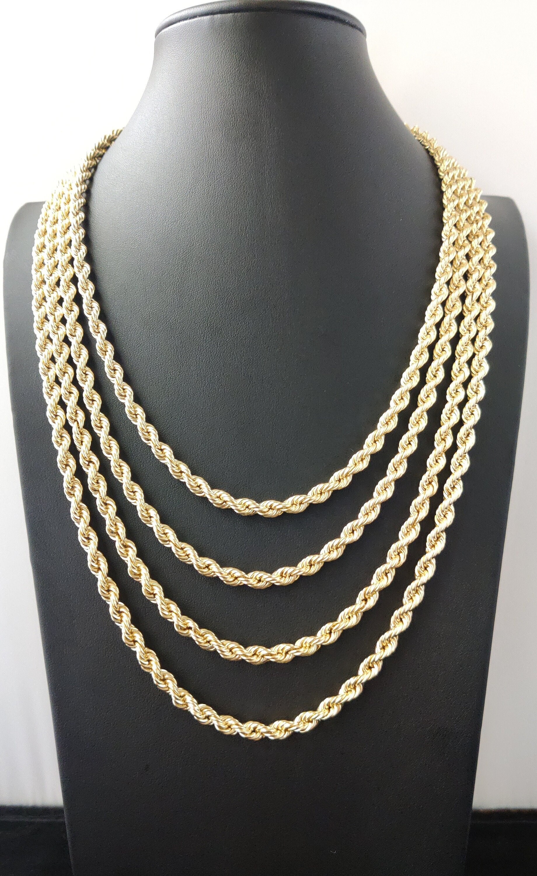 10K Gold Rope Chain Gold Rope Chain Necklace 6mm 20-26 Inches, 10K Gold ...
