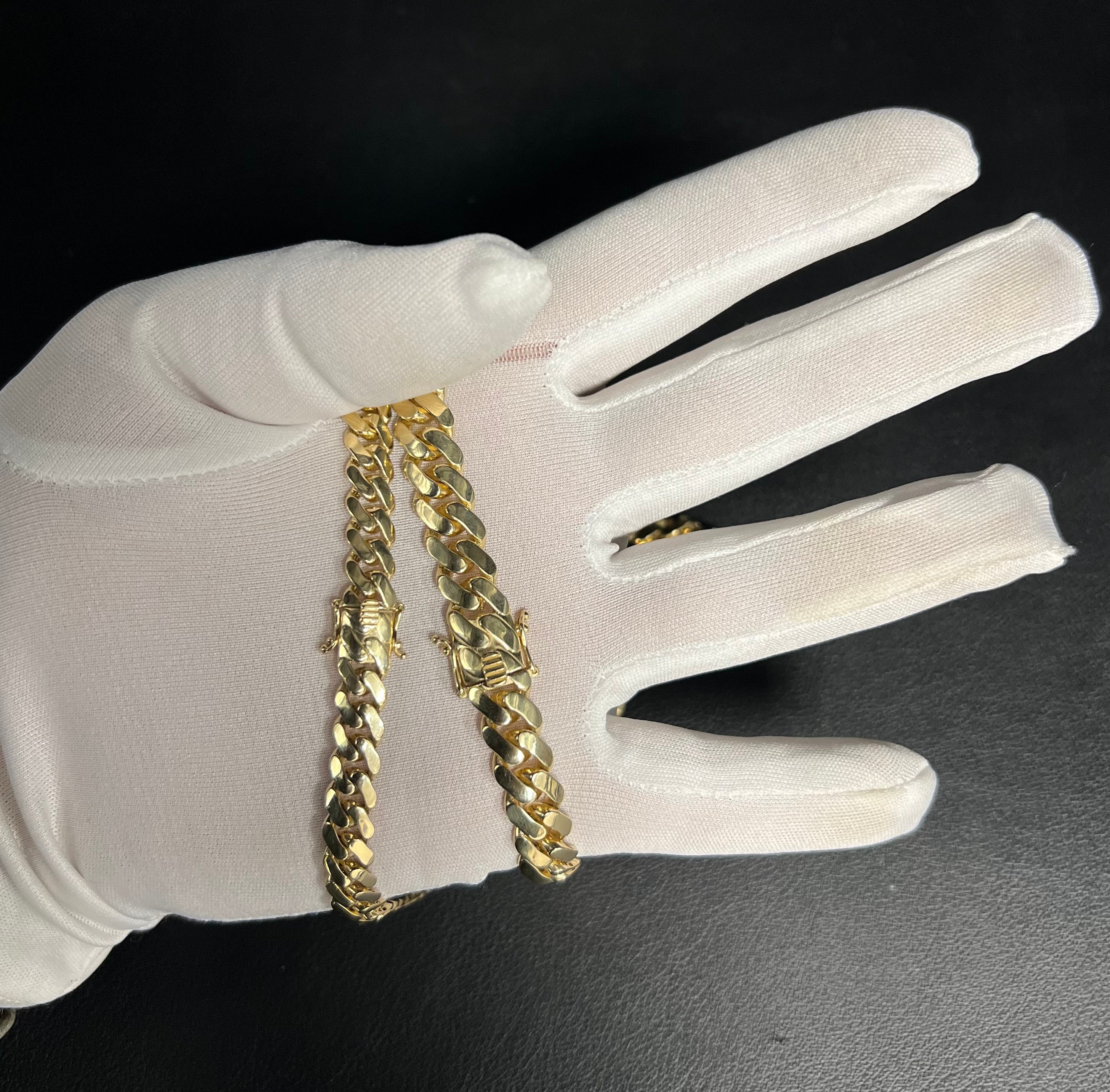 14k Real Gold Miami Cuban Link Chain With Box Lock Necklace, 8 Mm and ...
