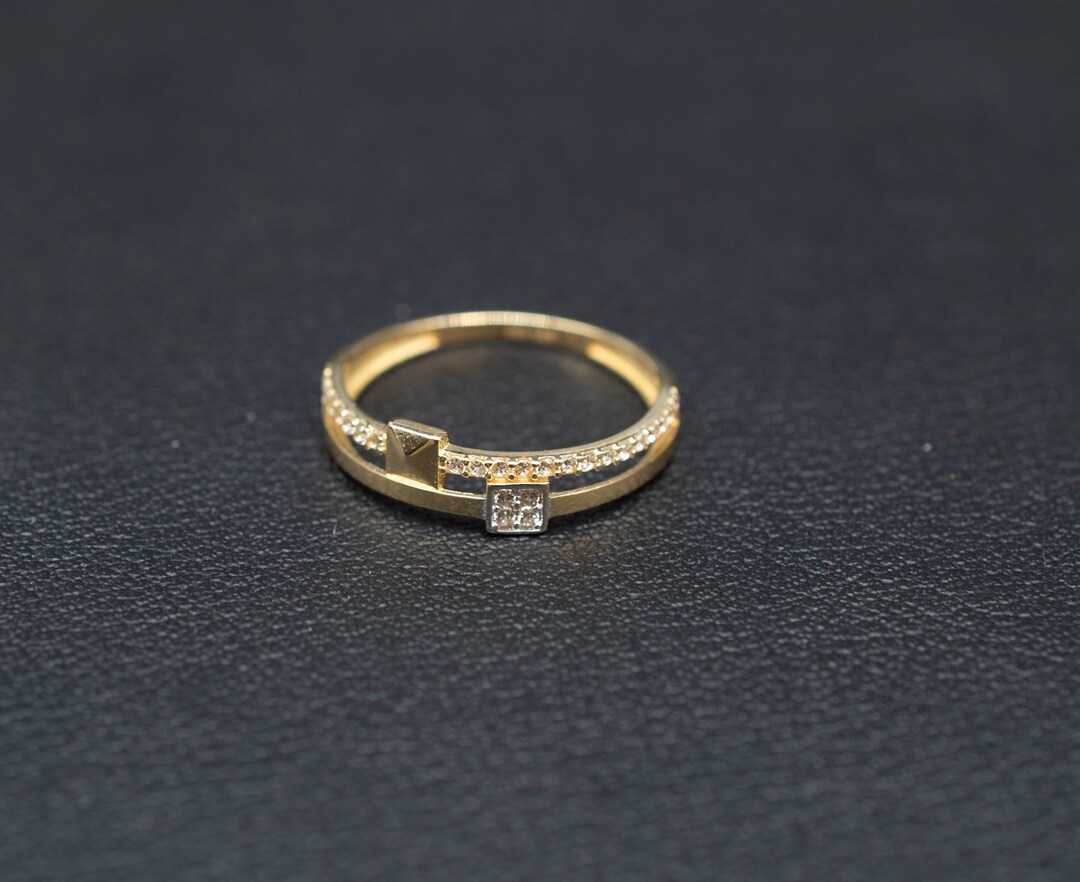 14k Solid Gold Stacking Ring, 14k Solid Gold Women Dainty Ring, Gold ...