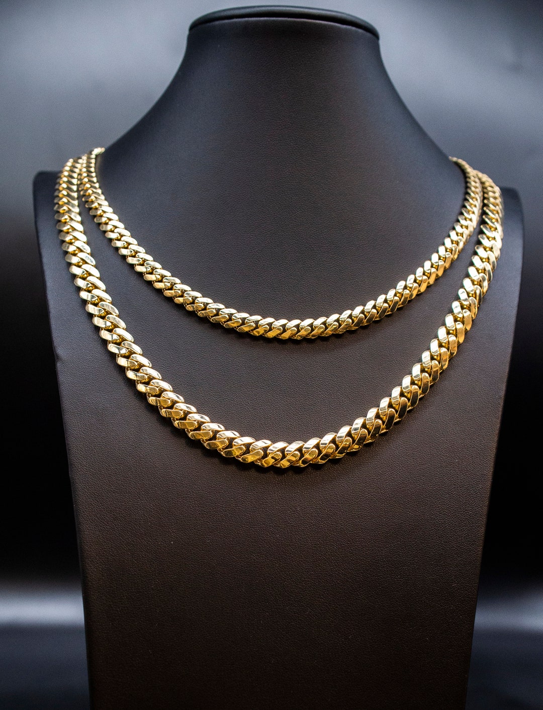 14k Real Gold Miami Cuban Link Chain With Box Lock Necklace, 8 Mm and ...