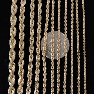 10K Real Yellow Gold Rope Chain ,SOLID Gold Rope Chain Necklace 1.7mm ...