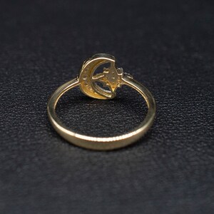 14k Real Solid Yellow Gold Moon and Star Ring, 14k Solid Gold Women ...