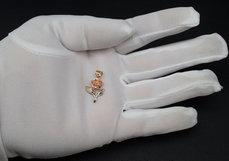 14k Real Gold Rose Necklace,14k Real SOLID Gold Rose Charm, 14k Real ...