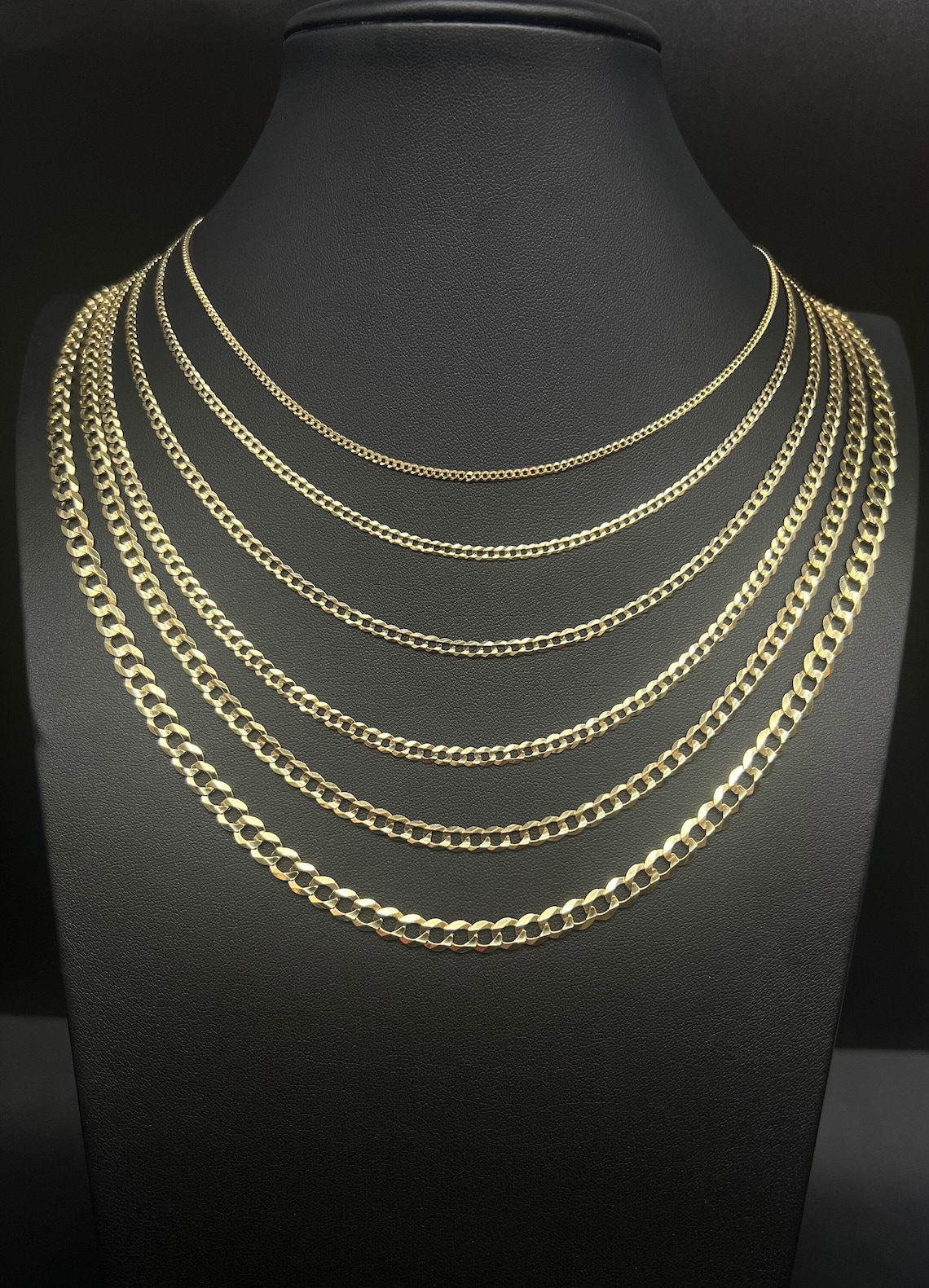 10K Real SOLID Gold Cuban Curb Link Chain, 2mm-5.8mm SOLID Cuban Curb ...