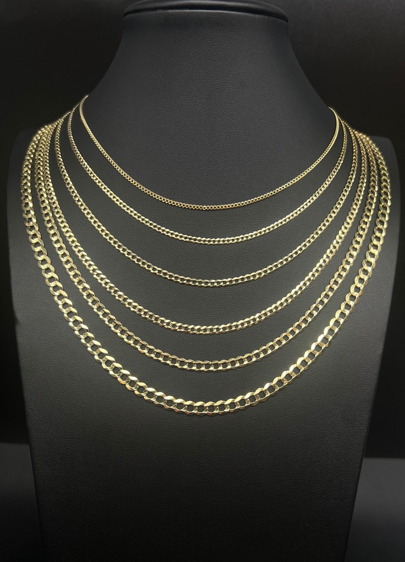 10K Real SOLID Gold Cuban Curb Link Chain, 2mm-5.8mm SOLID Cuban Curb ...