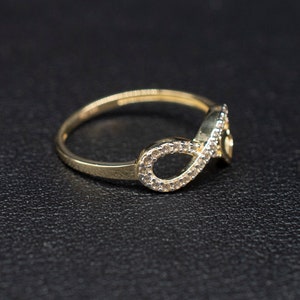 14k Real Solid Yellow Gold Infinity Heart Ring, 14k Solid Gold Women ...