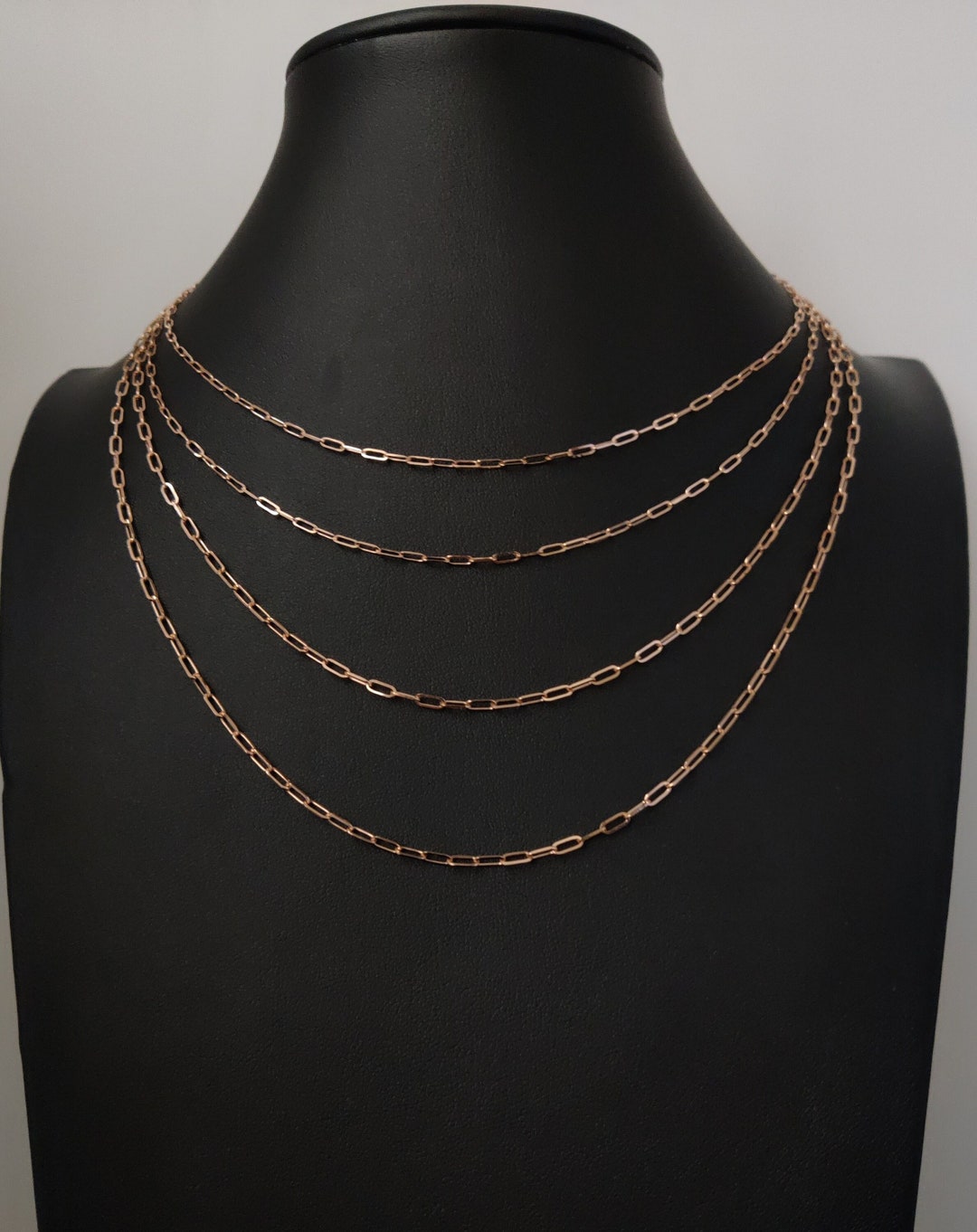 Solid 14k Rose Gold Italian Paperclip Chain Necklace 1.5mm and 2mm ...