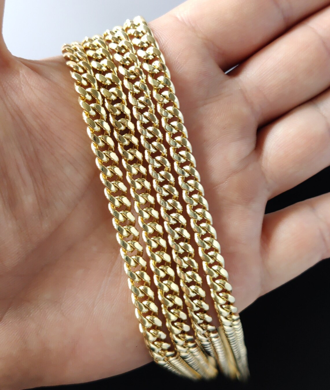 10k Real Gold Miami Cuban Link Chain Necklace and Bracelet 6.7mm Real ...