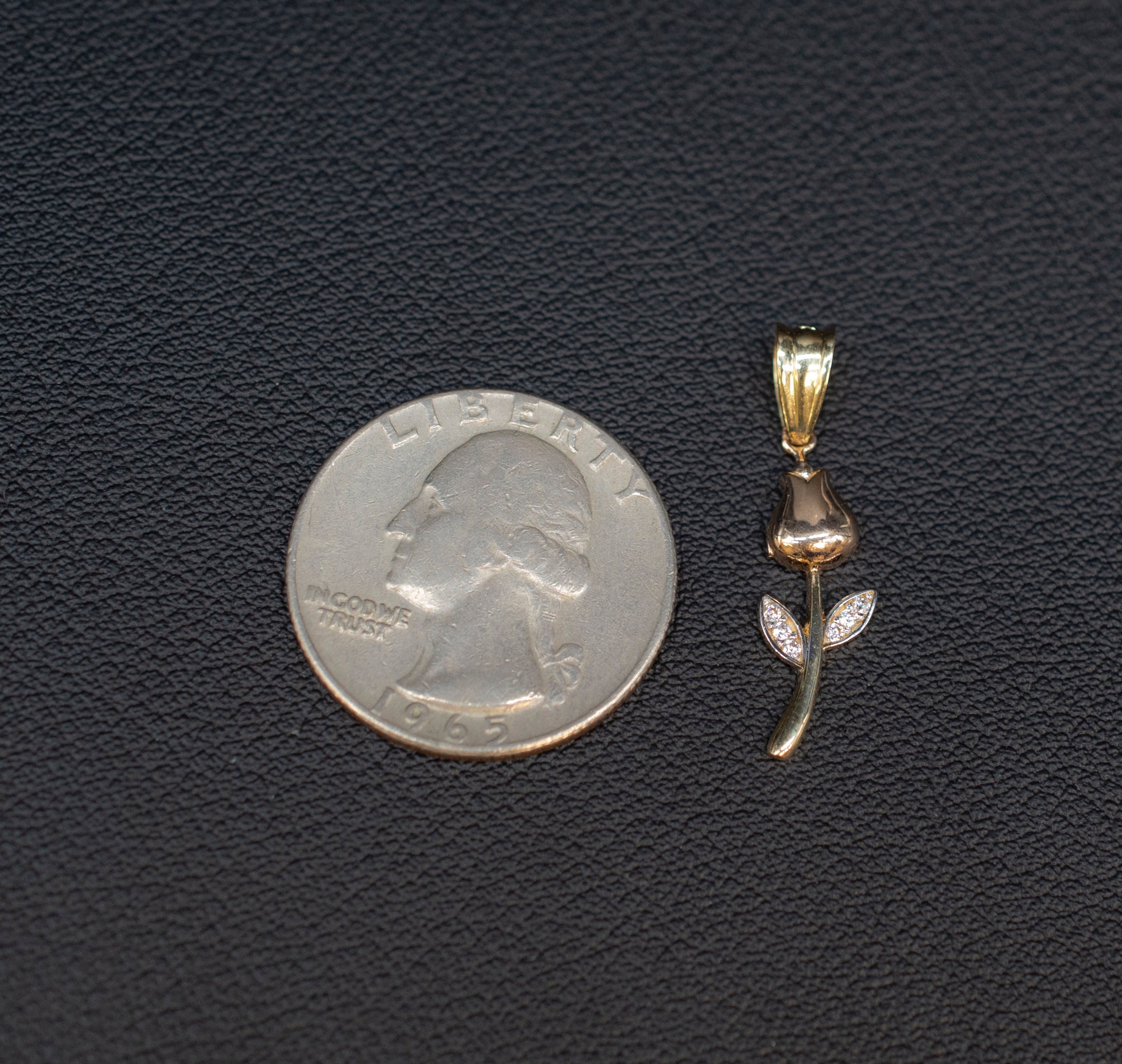 14k Real Gold Rose Necklace,14k Real SOLID Gold Rose Charm, 14k Real ...